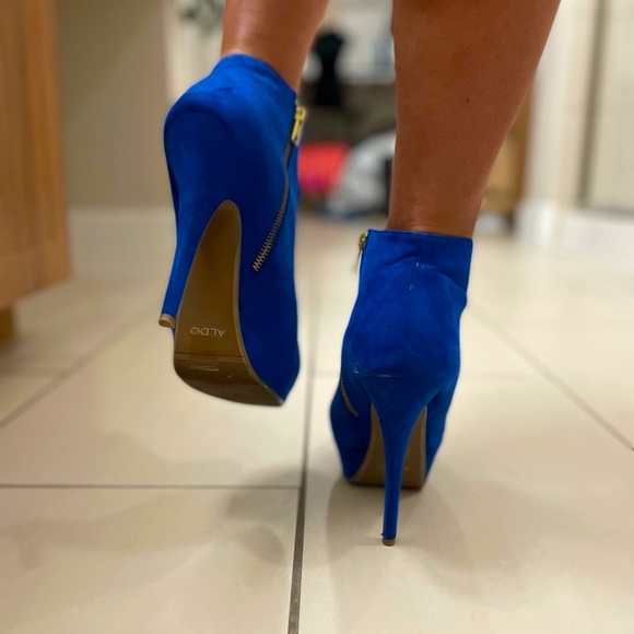 Aldo | Shoes | Cobalt Blue Aldo Suede Zip Up Ankle Booties | Poshmark